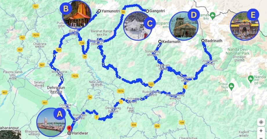 Char Dham Yatra Route Map, Distance And Road Condition